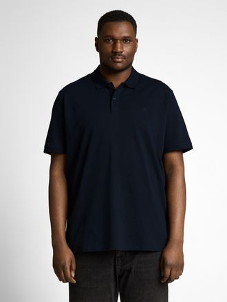 Tom Tailor Poloshirt TOM TAILOR PLUS, Herren, Gr. 4XL, blau (sky captain blau), Single Jersey, Obermaterial: 100% Baumwolle, bestickt, unifarben, normal h&uuml;ftbede