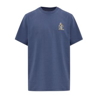 Moncler T-Shirt mit Aufn&auml;her - - Tops - Herren - Blau - S