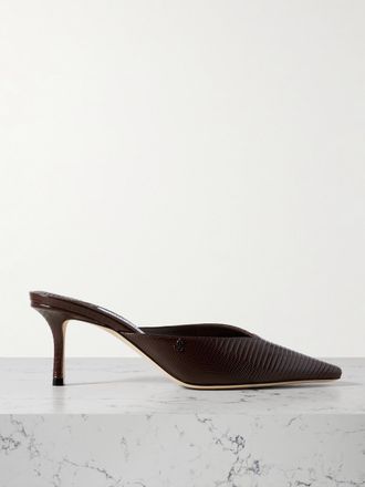 Jimmy Choo London Vivi 65 Mules Aus Leder Mit Krokodileffekt Und Verzierung - Braun