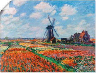 Artland Wanddeko Poster & Kunstdrucke Wandposter 45 x 60 cm Idyll Dorf Windmühle Blumen Tulpen Tulpenfelder in Holland 1886 Impressionismus Claude Monet T1DN