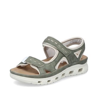 Rieker Damen Klassische Sandalen 64066, Frauen Sandalen,Sommerschuhe,Freizeitschuhe,offene Schuhe,Strandschuhe,grün Kombi (52),36 EU / 3.5 UK
