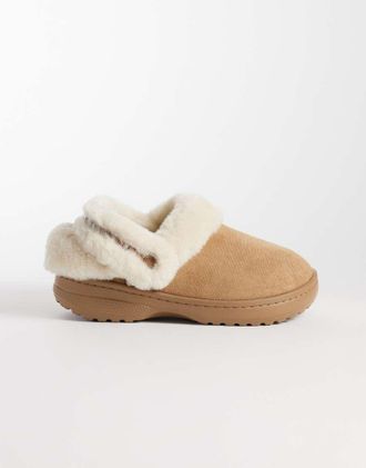 Crocs Unfurgtble sabots en daim vegan couleur s&eacute;pia-Marron