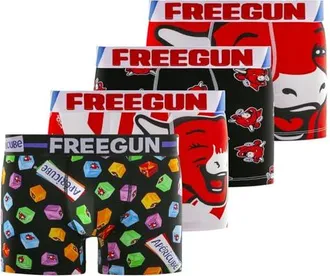 Freegun Boxer Homme Vache Qui Rit, Caleçon Homme Original et Authentique (Lot de 4), Rouge Taille XXL