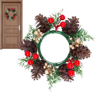 Generic Festliches Kerzenring-Set - Festliche Dekokr&auml;nze mit k&uuml;nstlichen Tannenzapfen und Beeren, eleganter Kerzenhalter, saisonale Tischgirlande | f&uuml;r Weihna