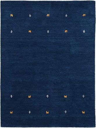 Carpetfine Tapis de Laine Gabbeh Uni Bleu 160x230 cm | Tapis Moderne pour Le Salon et la Chambre à Coucher