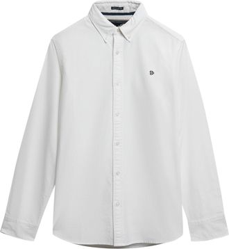 Superdry Herren Klassisches Oxford-Hemd mit Langen &Auml;rmeln Wei&szlig; Oxford L