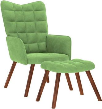 vidaXL Relaxsessel mit Hocker Hellgr&uuml;n Samt - Vidaxl