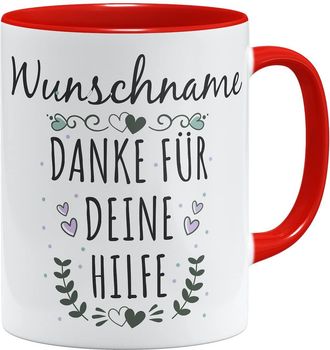 OM3 Wunschname + Danke für Deine Hilfe Tasse Dankeschön Geschenkidee personalisiertes Geschenk Name personalisierbar | Keramik Becher | 11oz 325ml | Beids
