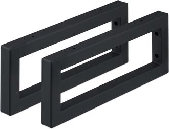 Relaxdays Wandkonsole, 2er Set, 40 cm, Stahl, Regalhalter für Waschtisch & Wandregal, rechteckige Regalkonsole, schwarz