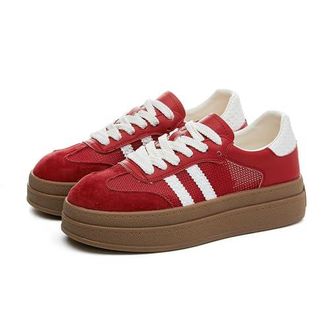 Generic ZBDP Baskets pour femme Chaussures dentraînement décontractées à bout rond et semelle plate, Rouge, 39.5 EU