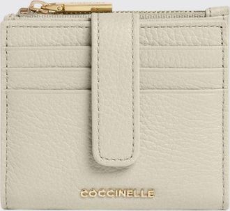 Coccinelle Porte-cartes &agrave; deux volets Metallic Soft en cuir grain&eacute;