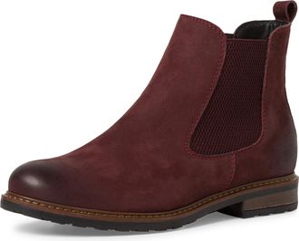 Tamaris Damen Chelsea Boots Leder Blockabsatz; RED NUBUC/rot; 36 EU