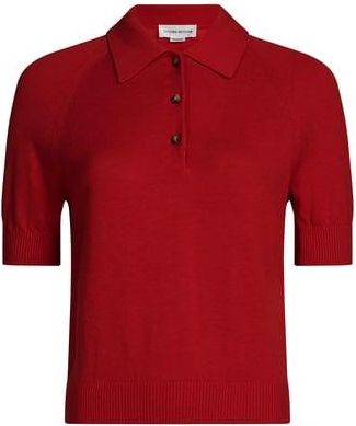 Victoria Beckham T-shirt col polo en laine m&eacute;rinos