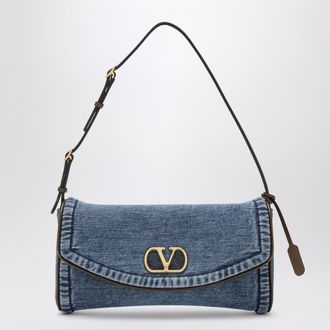 Valentino Garavani Kleine DeVain Schultertasche aus Denim