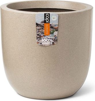 Capi Jardini&egrave;re en poly&eacute;thyl&egrave;ne recycl&eacute; beige terrazzo 25L - R&eacute;sistante aux UV et gel - Dimensions 35 x 34 cm pour int&eacute;rieur et ext&eacute;rieur - Capi