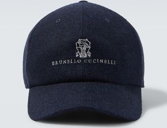 Brunello Cucinelli Baseballcap aus Seide, Leinen und Wolle