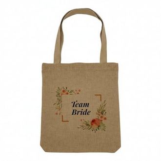 Fabulous Sac Shopping Tote Bag Aspect Lin - Team Bride Wedding Bride Floral Frame - Sac de Courses Toile Epaisse 360g Beige Naturel Cabas Port&eacute; Epaule Solide I