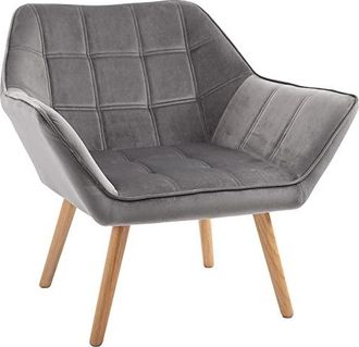 HOMCOM Fauteuil Salon Chaise Coiffeuse Fauteuil scandinave avec Dossier Haut et accoudoir rembourré - avec Pied en Bois, revêtement en Effet Velours, 67 x 61