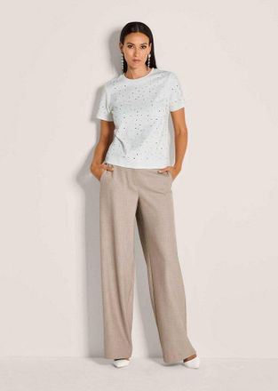 Madeleine Kurzarmshirt Luxuri&ouml;ses Shirt mit Strassakzenten Rundhals, funkelnde Details und kurze &Auml;rmel