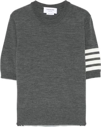 Thom Browne Femme, Pulls, Gris, Taille: 38 FR Pull gris &agrave; col rond avec manches transparentes