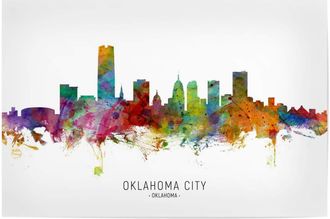 artboxONE Poster 30x20 cm Städte Oklahoma City Skyline txt - Bild Oklahoma City Oklahoma Oklahoma City