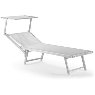 Mobili Rebecca Rebecca Mobili Strandliege Wei&szlig; Textilene Aluminium 38x186x61