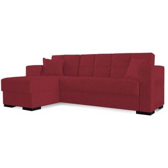 Dmora Canap&eacute; Fernando, Canap&eacute; dangle avec p&eacute;ninsule r&eacute;versible, Canap&eacute; de rangement pour le salon avec chaiselongue et 2 coussins, Cm 230x150h81, Rouge