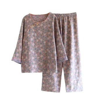 Generic Ensemble de sport 2 pi&egrave;ces pour femme - Tenue d&eacute;t&eacute; d&eacute;contract&eacute;e en lin - Haut &agrave; manches 3/4 - Taille haute et pantalon large avec poches - Ensemble de