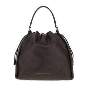 Brunello Cucinelli Bucket Mellow Leder Schultertasche - - Bags - Damen - Braun - ONE SIZE