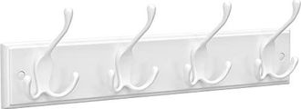Songmics Porte-manteau Mural, Patère Murale, Vestiaire avec 4 Crochets Triples en Métal, Meuble pour Entrée, pour Sac, Manteaux, Couloir, Salon, Chambre, Blanc