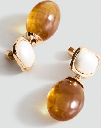 Mango Ohrhänger aus Kunstharz gold - Damen - Einheitsgröße - MANGO