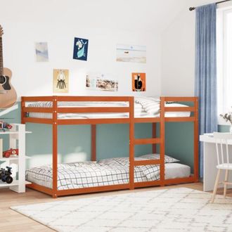 vidaXL Etagenbett Wachsbraun 80x200 cm Massivholz Kiefer Vidaxl