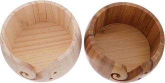 Cabilock 2 St&uuml;ck Teiliges Garn Aufbewahrungsschalen aus Holz und Bambus Handgefertigte Strickschalen mit Lochdesign f&uuml;r Sauberes Garnmanagement Beim H&auml;keln und