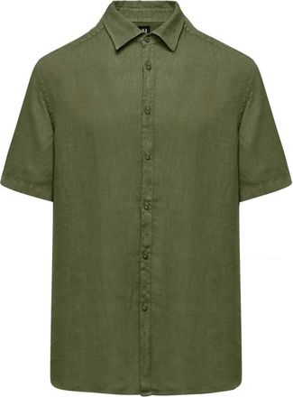 Bomboogie Homme, Chemises, Vert, Taille: 2XL Linen Short Sleeve Shirt