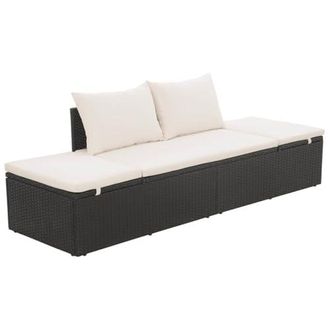 vidaXL Lit de Jardin Noir Résine Tressée Meuble de Patio Terrasse Extérieur