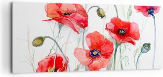 Arttor Panorama Bilder auf Leinwand 100x40cm Leinwandbild Blume Mohn Wiese Groß Wanddeko Bild Schlafzimmer Küche Wandbilder Dekoration Wohnzimmer Wall Decor 