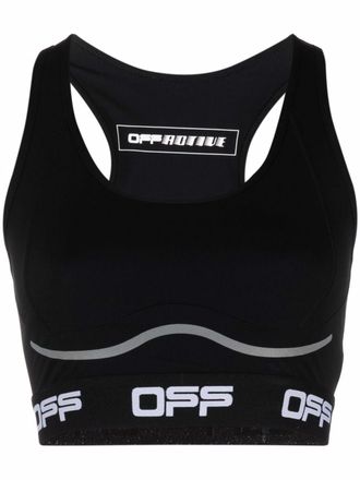 Off-white haut crop &agrave; logo - Noir