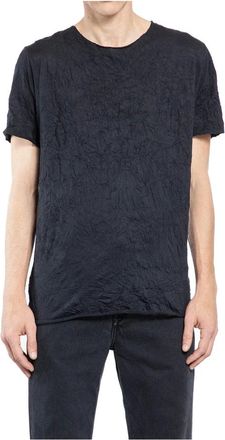 Giorgio Brato Homme, Tops, Noir, Taille: L T-shirt en jersey de nylon froiss&eacute;