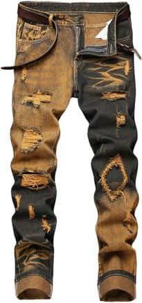 Generic Jean Homme Jeans Homme Week-End/Voyage Jean Slim Blocs de Couleur - Pantalon Long Extensible Toutes Saisons, Confort et Style Assur&eacute;s