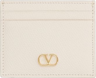 Valentino Garavani Womens Leather Card Holder Vlogo Signature Light Ivory Calf Wallets & Purses