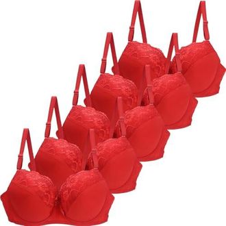 Generic 5 pi&egrave;ces de soutiens-gorge Minimiser pour femmes UK avec armatures, rembourr&eacute;s, &agrave; fleurs, en dentelle, &agrave; couverture compl&egrave;te, confortables et doux - B