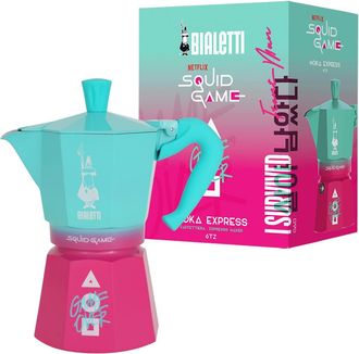 Bialetti Moka Express Squid Game© 6 Tassen, Verbrühungssicherer Griff, Nicht für Induktion geeignet, 270 ml, Aluminium