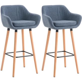 Clp 2er Set Barhocker Grant mit Stoffbezug blau