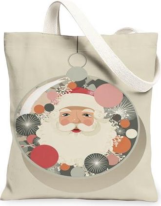 Generic Sacs fourre-tout en toile de vacances, motif P&egrave;re No&euml;l festif, sacs de courses r&eacute;utilisables, joyeux, d&eacute;coratifs, l&eacute;gers et lavables, toile pour cadea