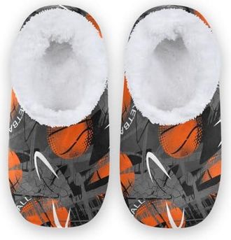 HMZXZ Pantoufles de basket-ball modernes de sport pour femme et homme, pantoufles dintérieur en polaire corail, pantoufles dintérieur, chaussettes pelucheus