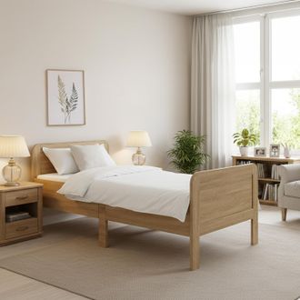 Homestyle4u Komfortbett Bett Senioren Seniorenbett 90x200 Komforth&ouml;he Natur Holz erh&ouml;hter Einstieg extra hoch