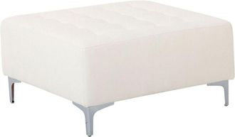 Beliani Beliani - Pouf Ottoman en Cuir pu Blanc Velouté Soyeux Capitonnage Elégant Rembourré Aberdeen