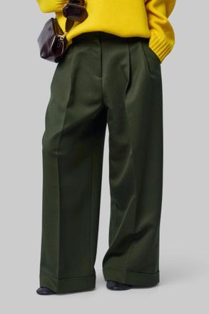 Ganni Single Wool Twill Oversized Pleated Pants