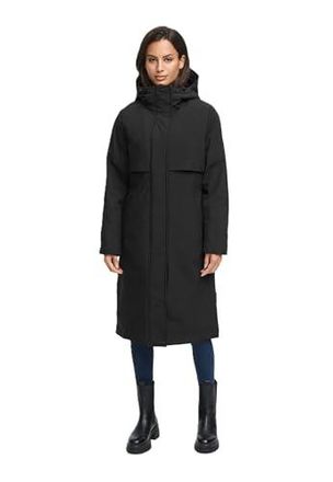 Navahoo Manteau dhiver N062 pour femme (taille S &agrave; 3XL) - Capuche doubl&eacute;e, poches magn&eacute;tiques, int&eacute;rieur matelass&eacute;, Noir, L