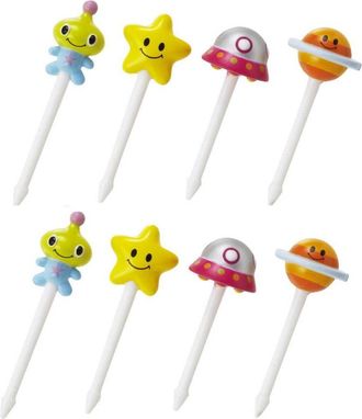 Torune Food Picks 8pc Set / UFO / Alien / Star / Saturn (P-3205) by Torune